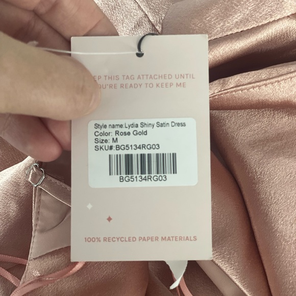 Birdy Grey | Dresses | Birdy Grey Lydia Dress Shiny Satin Rose Gold ...